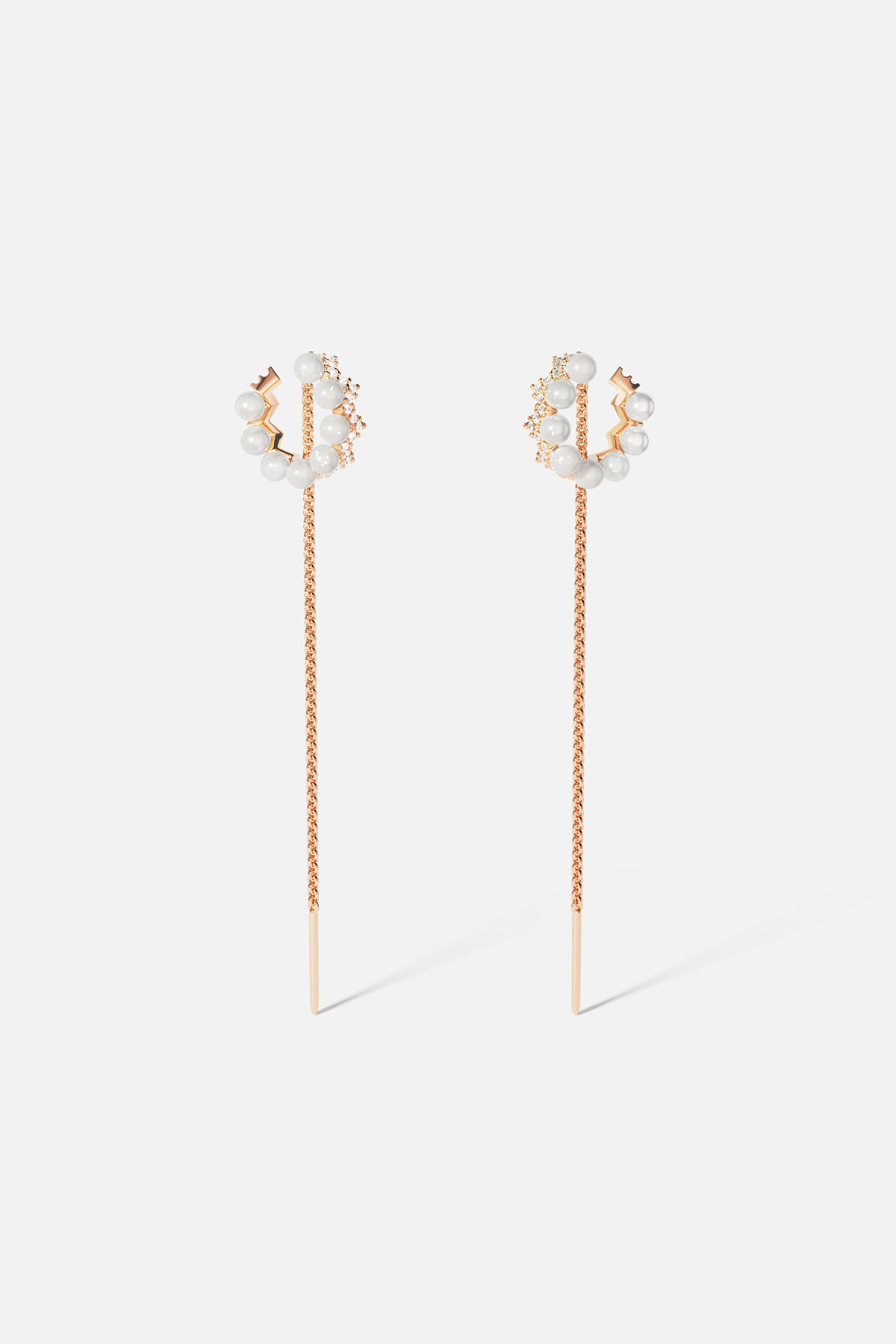 Up and Down Pearl and Chain Ear Cuffs | APM Monaco